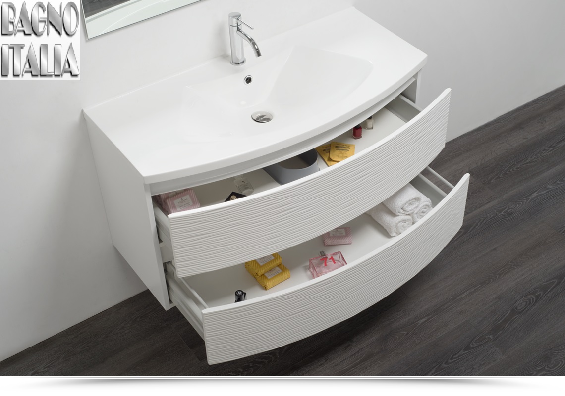 Bathroom vanity 80 or 100 cm 2 drawers resin sink available in 4 ...