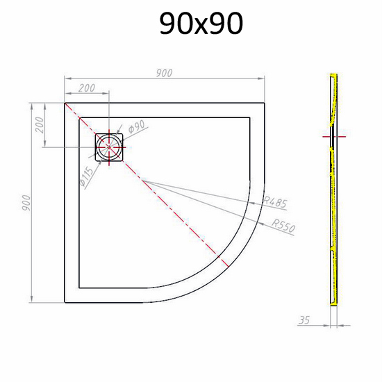 Semicircular shower tray in resin 3 colors with stone effect available ...