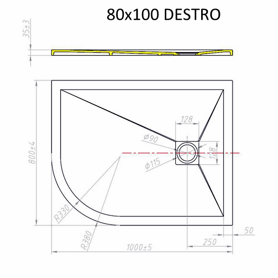 Semicircular shower tray in resin 3 colors with stone effect available ...